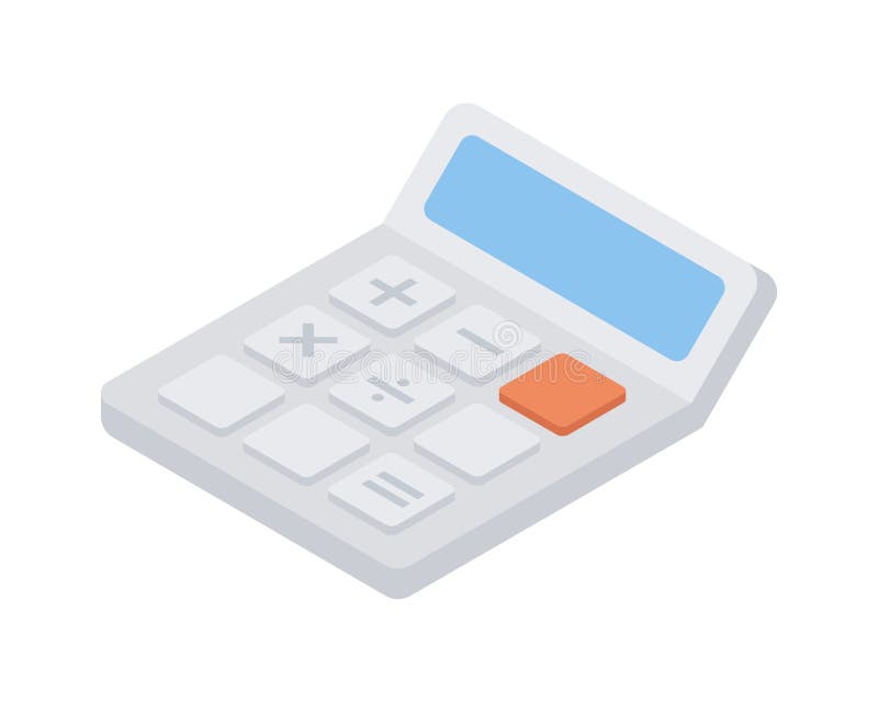 Retro Electronic Calculator with Display and Buttons Isometric Vector ...