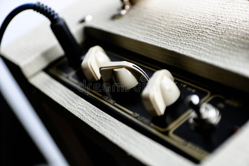 Retro Electronic Guitar Amplifier Volume Controls. Close Up View. Stock ...