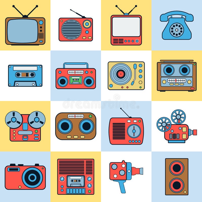 Retro Electronic Vector Icons Stock Vector - Illustration of icons ...