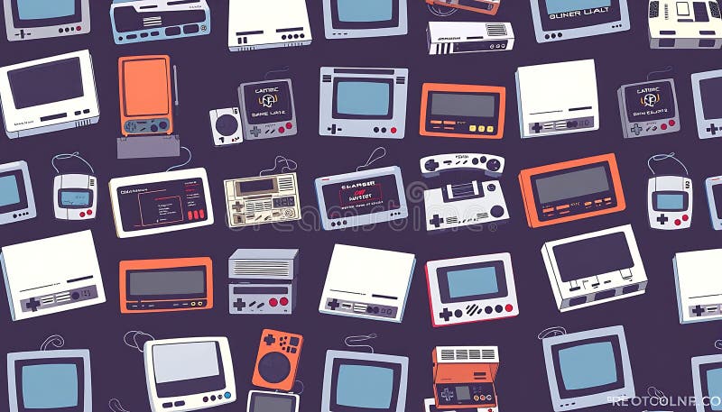 Retro Electronics Pattern, Vintage Devices, Tech Background, Nostalgic ...