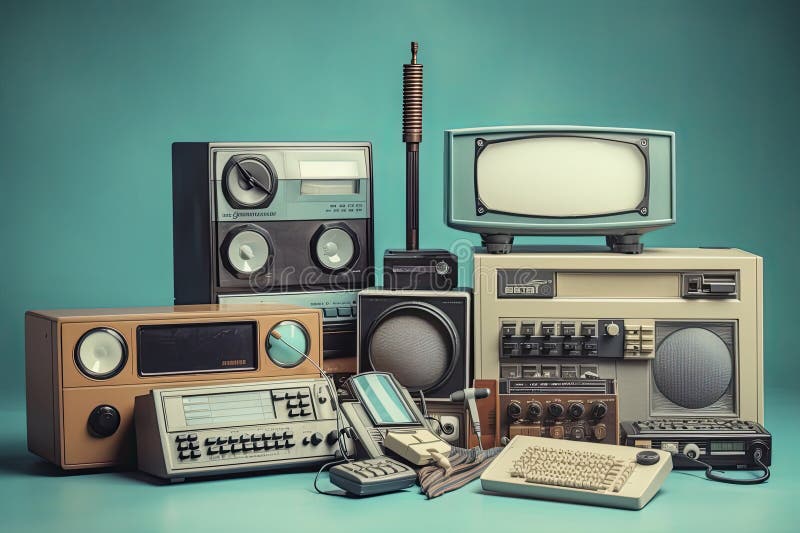 Retro Electronics Set. Nostalgic Collectibles from the Past 1980s ...