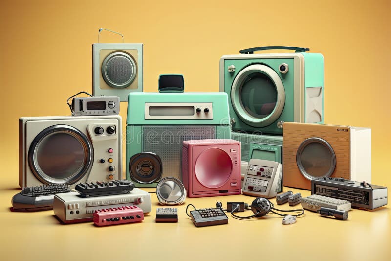 Retro Electronics Set. Nostalgic Collectibles from the Past 1980s ...