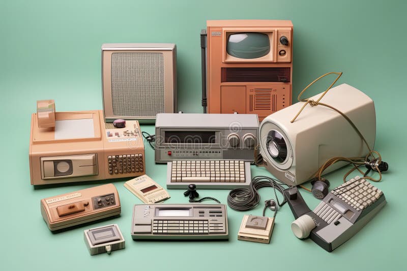 Retro Electronics Set. Nostalgic Collectibles from the Past 1980s ...