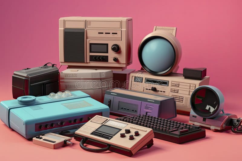 Retro Electronics Set. Nostalgic Collectibles from the Past 1980s ...
