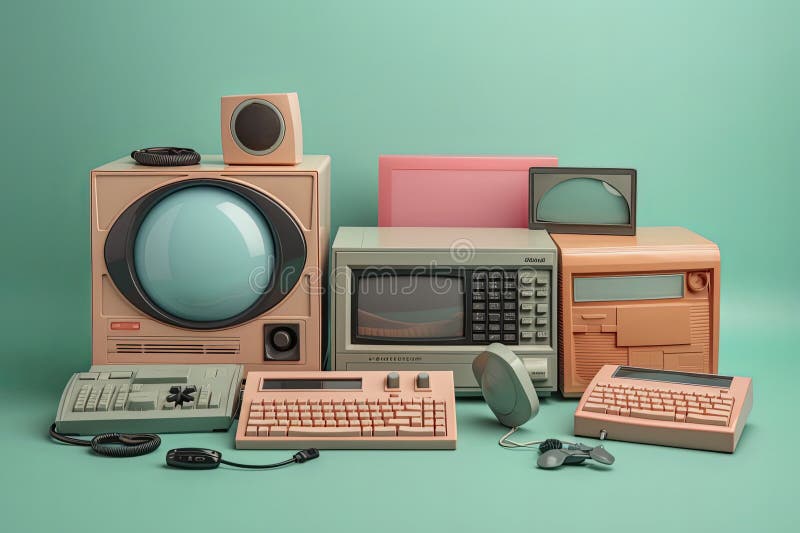 Retro Electronics Set. Nostalgic Collectibles from the Past 1980s ...