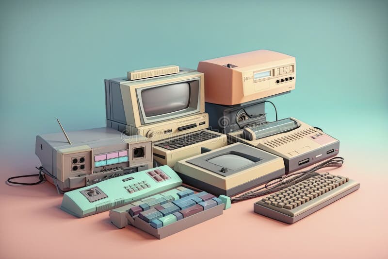 Retro Electronics Set. Nostalgic Collectibles from the Past 1980s ...