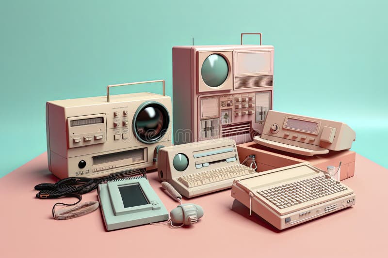 Retro Electronics Set. Nostalgic Collectibles from the Past 1980s ...
