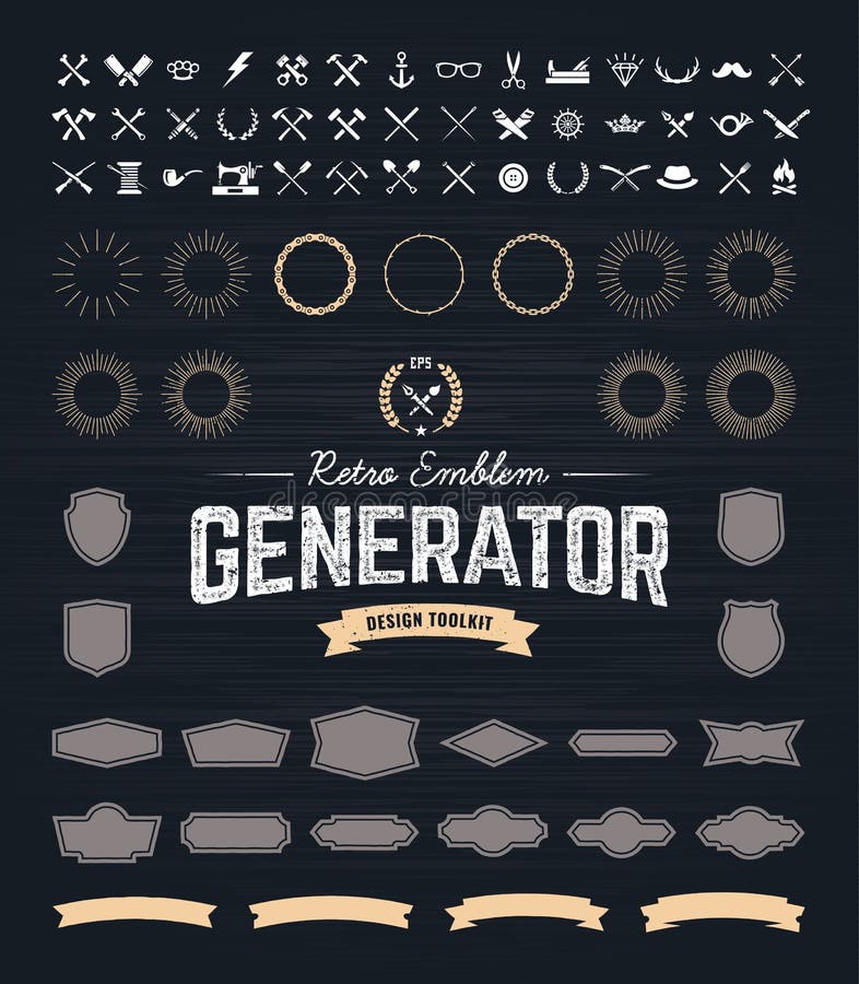 Retro Emblem Generator stock vector. Illustration of toolkit - 59655005