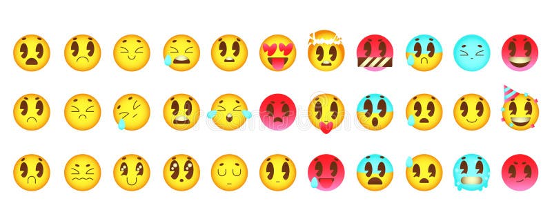 Retro Emoji Set. Vector Illustration with Gradient. Simple Symbols with ...