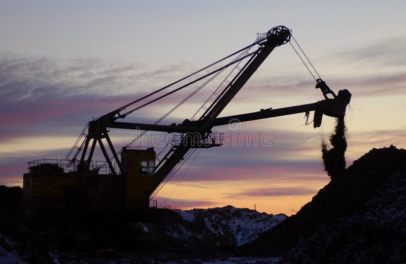 Retro excavator in action stock photo. Image of rock, evening - 7771618
