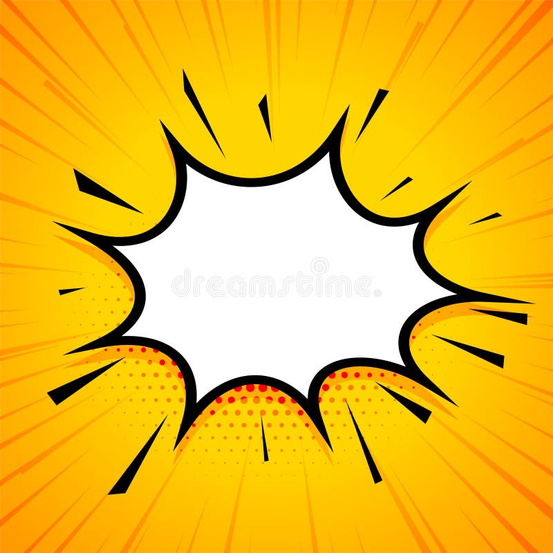 Retro Explosion Comic Chat Bubble Background With Halftone Effect Stock