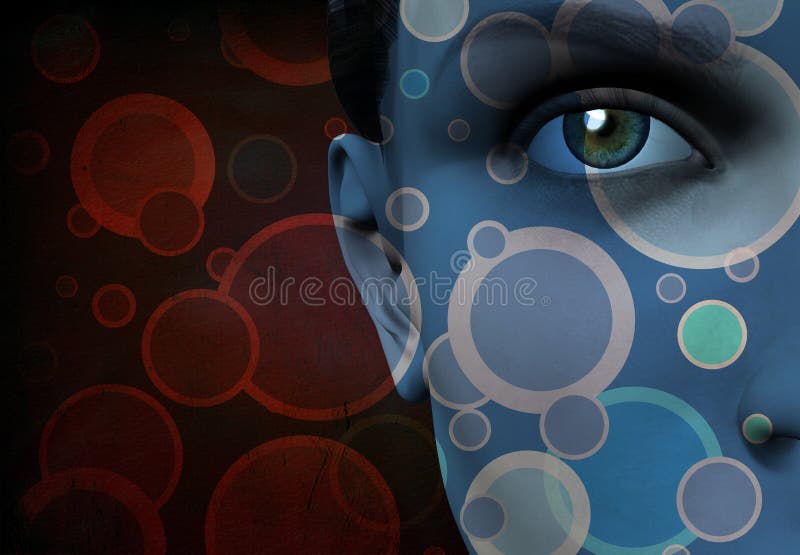 Retro Face Illustration, Modern Art Style, with Paint Strokes and ...