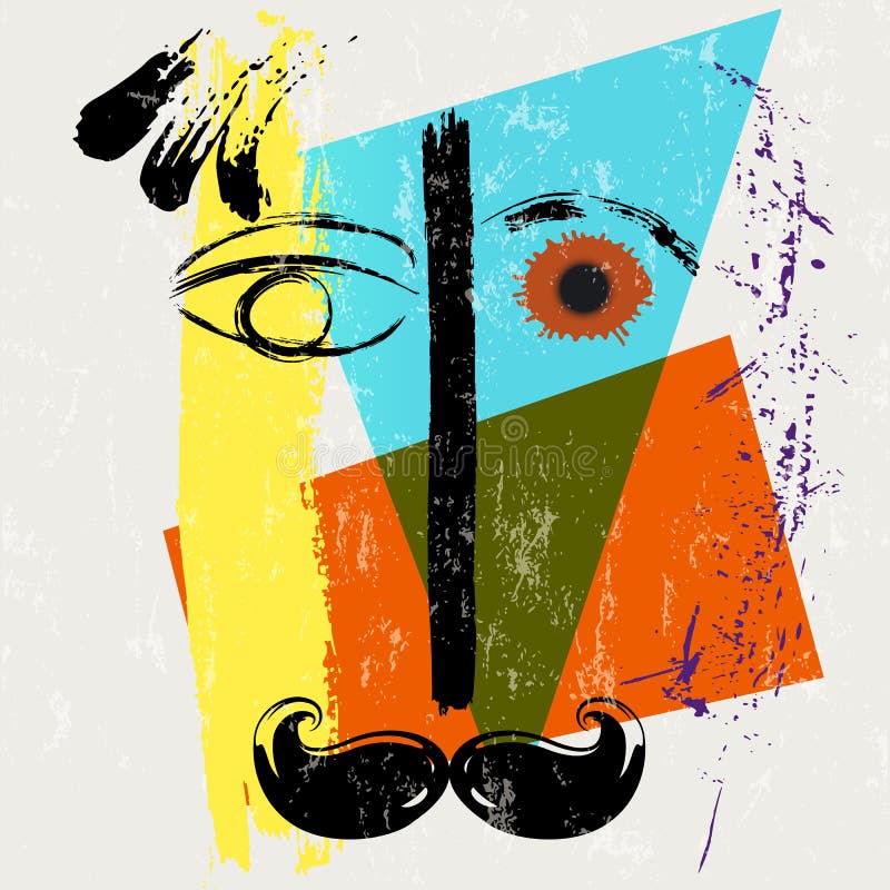 Retro Face Illustration, Modern Art Style, with Paint Strokes and ...