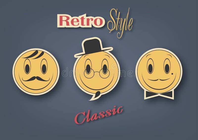 Retro faces, icons, vector stock vector. Illustration of funny - 103791855