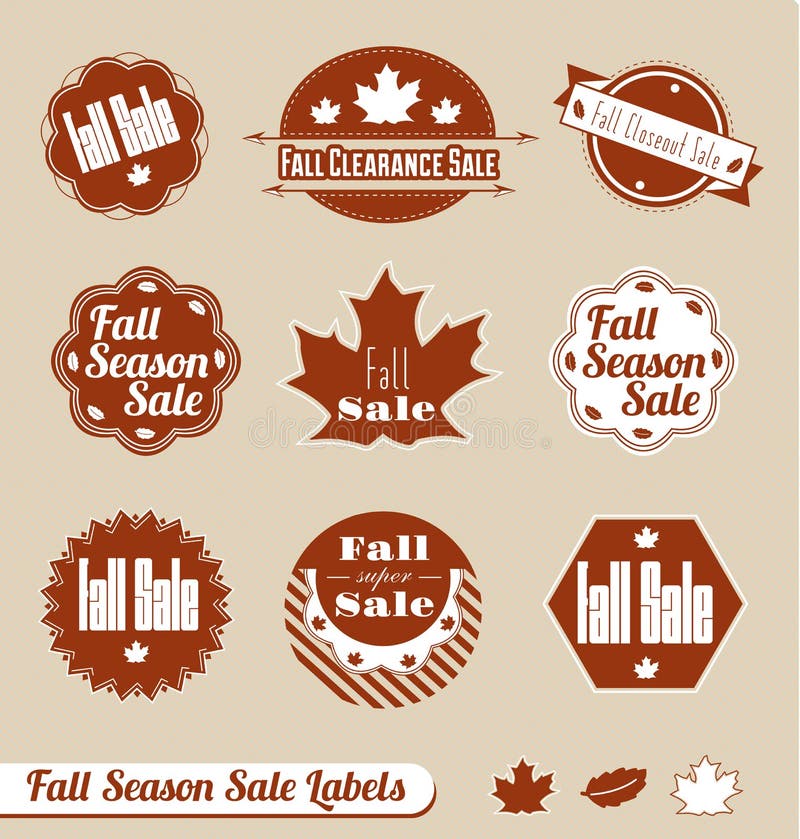 Retro Fall Season Labels and Stickers Stock Vector - Illustration of ...