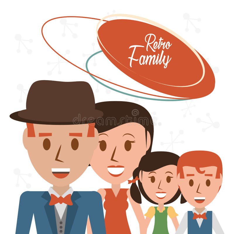 Retro Family Grandparents with Their Daughter Stock Vector ...
