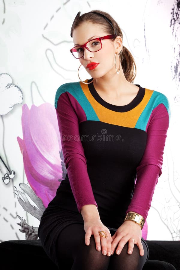 Retro fashion girl stock photo. Image of expression, cheerful - 22915808