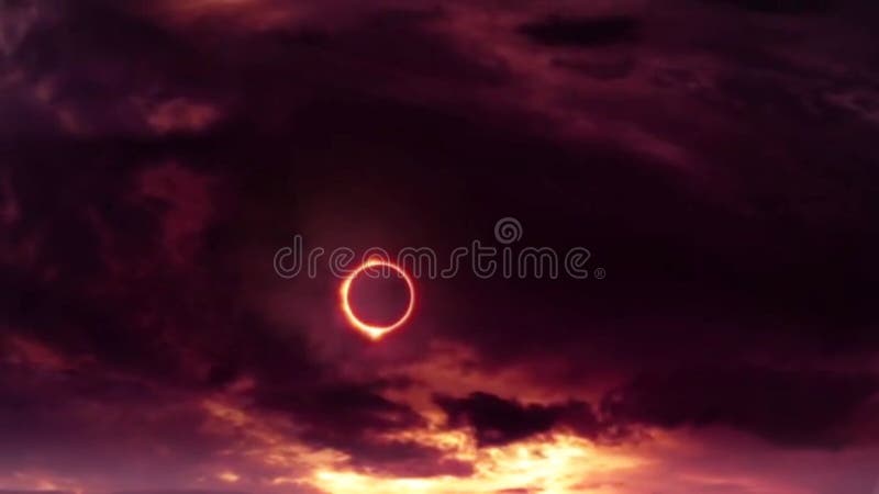 Retro Film Look Red Sky Total Solar Eclipse Over the Sunny Clouds Alpha ...