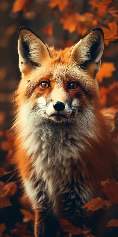 Retro Filter Red Fox in Forest Mobile Lock Screen Background Stock ...