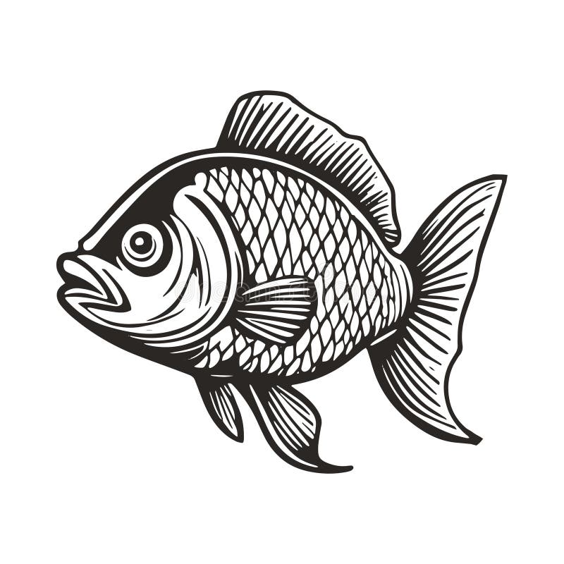 Retro Vintage Fish Sketch Engraving Drawing Stock Vector - Illustration ...