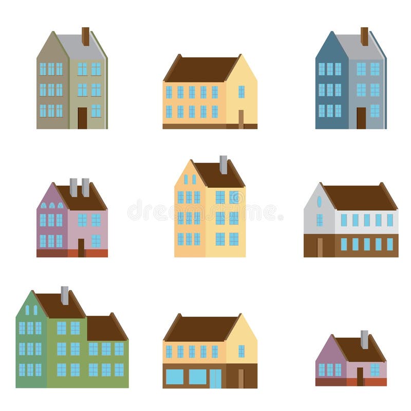 Retro Flat House Icons and Symbols Set Vector Stock Vector ...