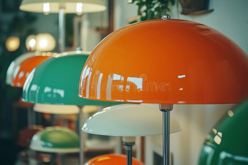 Retro Floor Lamps in a Row in a Vintage Store Ai Photo Stock ...