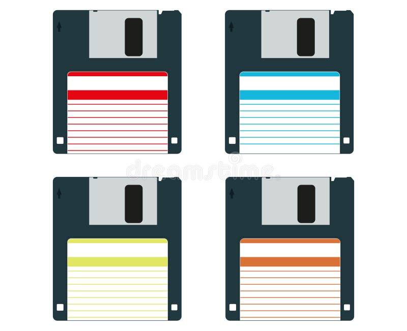 4 Retro Floppy Data Disks Vector EPS Drawing Stock Vector ...