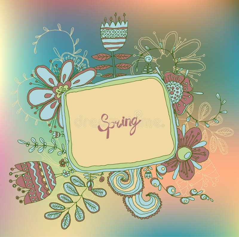 Retro Floral Background, Frame with Flowers Stock Illustration ...