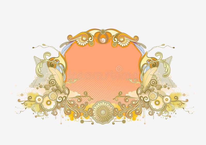 Retro floral frame stock vector. Illustration of decoration - 7363256
