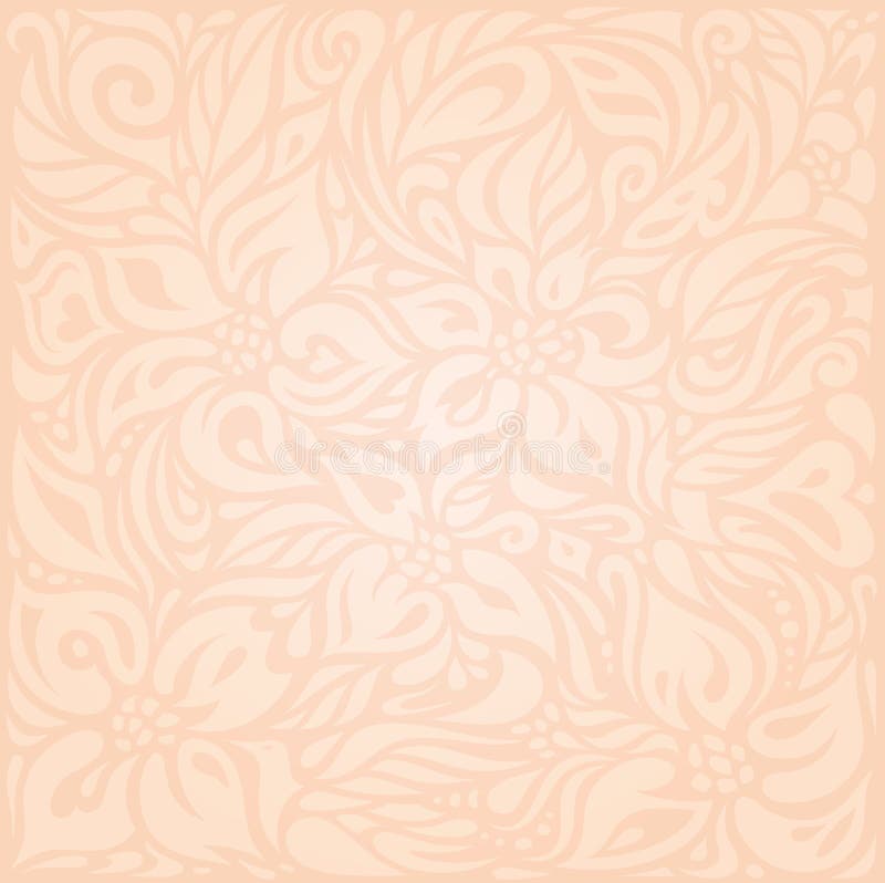 Retro Floral Pale Ecru Vector Pattern Wallpaper Design Stock Vector ...