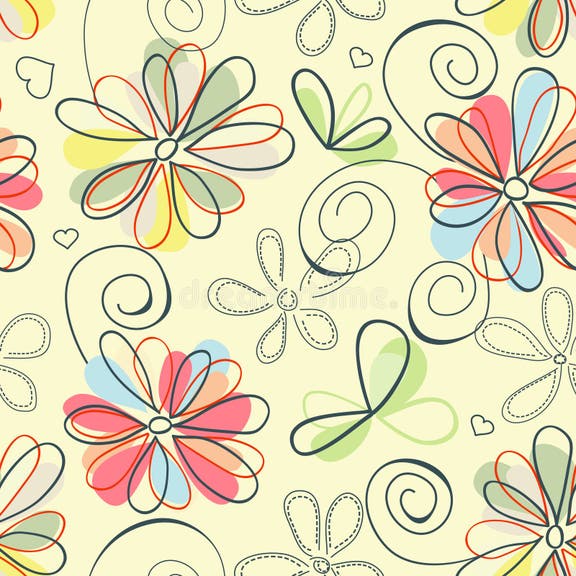 Cute Retro Floral Pattern Stock Illustrations – 172,397 Cute Retro ...