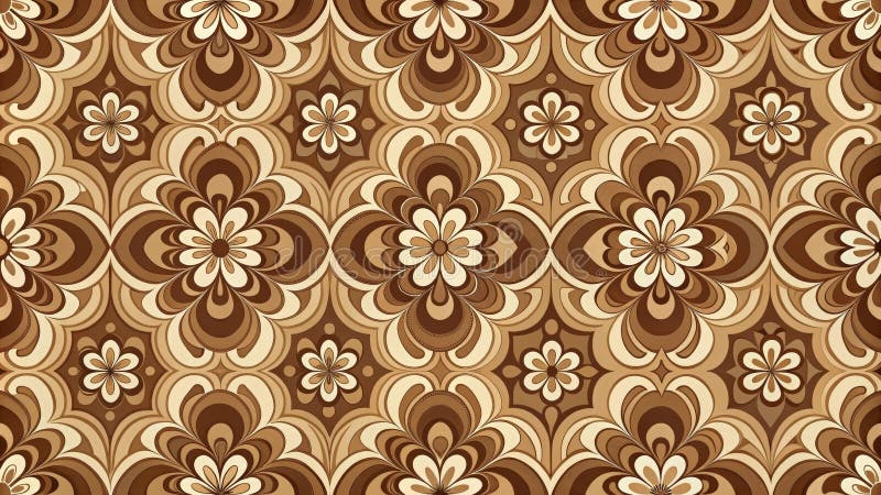 Retro Floral Pattern Design in Brown and Beige Tones Featuring ...