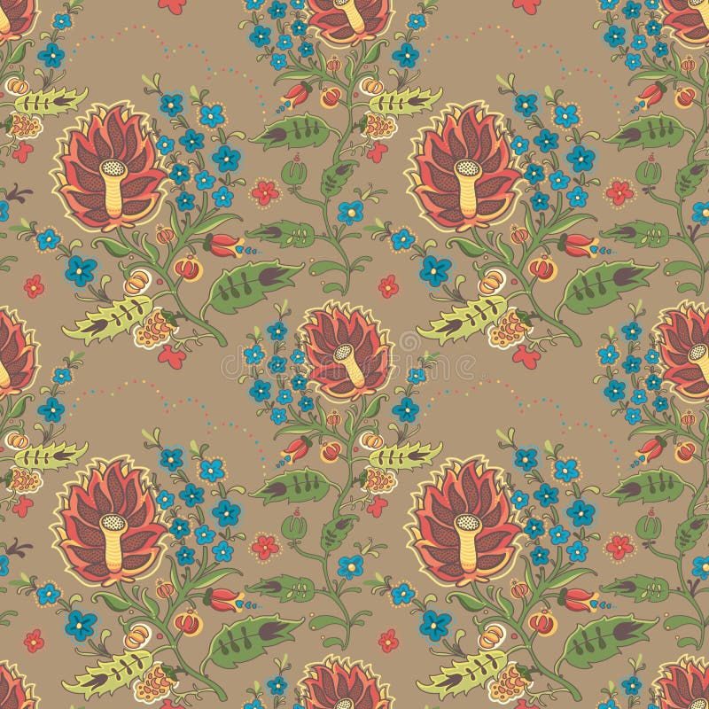 Retro Floral Seamless Pattern Stock Illustration - Illustration of curl ...