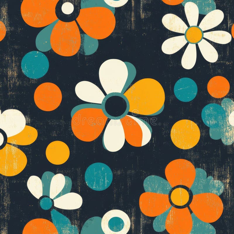 Retro Floral Tile Seamless Wallpaper Pattern Background Stock Photo ...