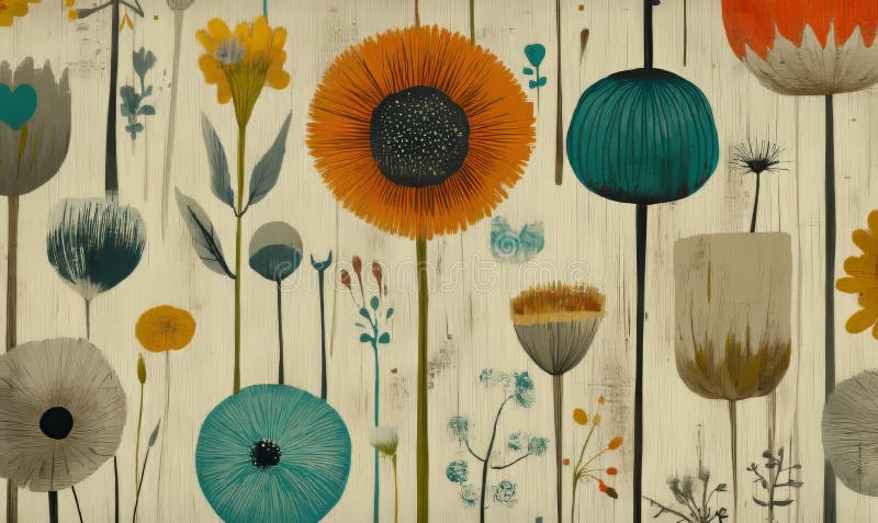 Retro Flower Pattern Wallpaper for Spring and Summer Stock Photo ...