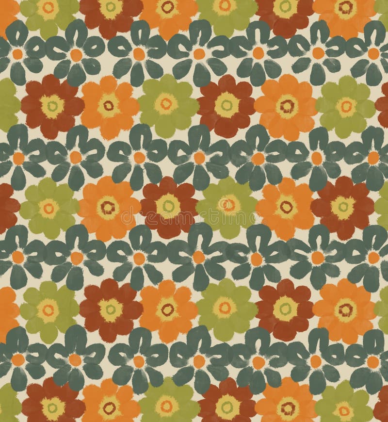 Retro Flower Power, Pattern Background Stock Image - Image of artistic ...