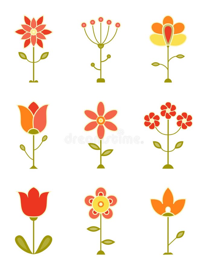 Retro Flower Set stock vector. Illustration of abstract - 24623807
