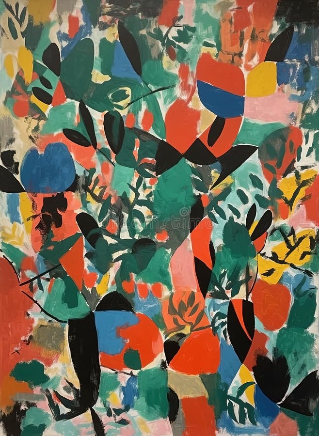 Retro Flowers Abstract Art, Matisse Style Illustration. Stock ...