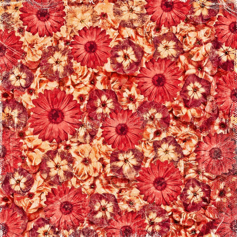 Retro flowers wallpaper stock illustration. Illustration of paper ...