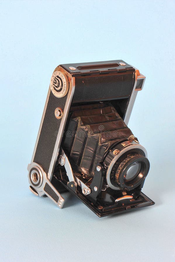 Retro folding camera stock image. Image of isolated, macro - 16281935