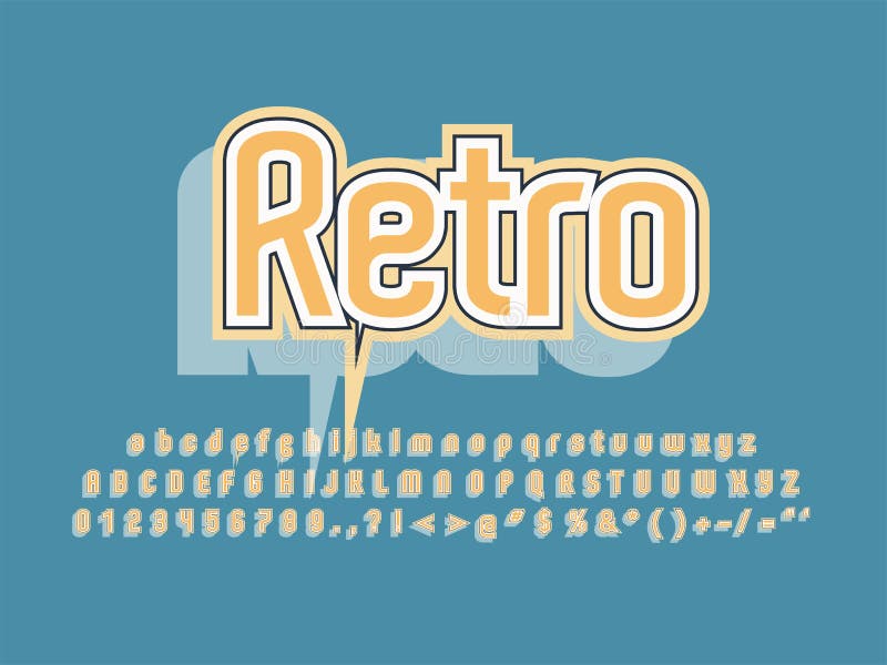 Retro Font and Alphabet. Stock Vector Illustration Stock Illustration ...