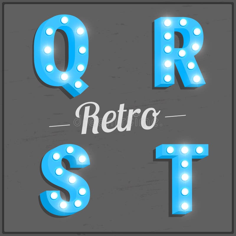 Retro Font with Light Bulbs Stock Vector - Illustration of cinema ...