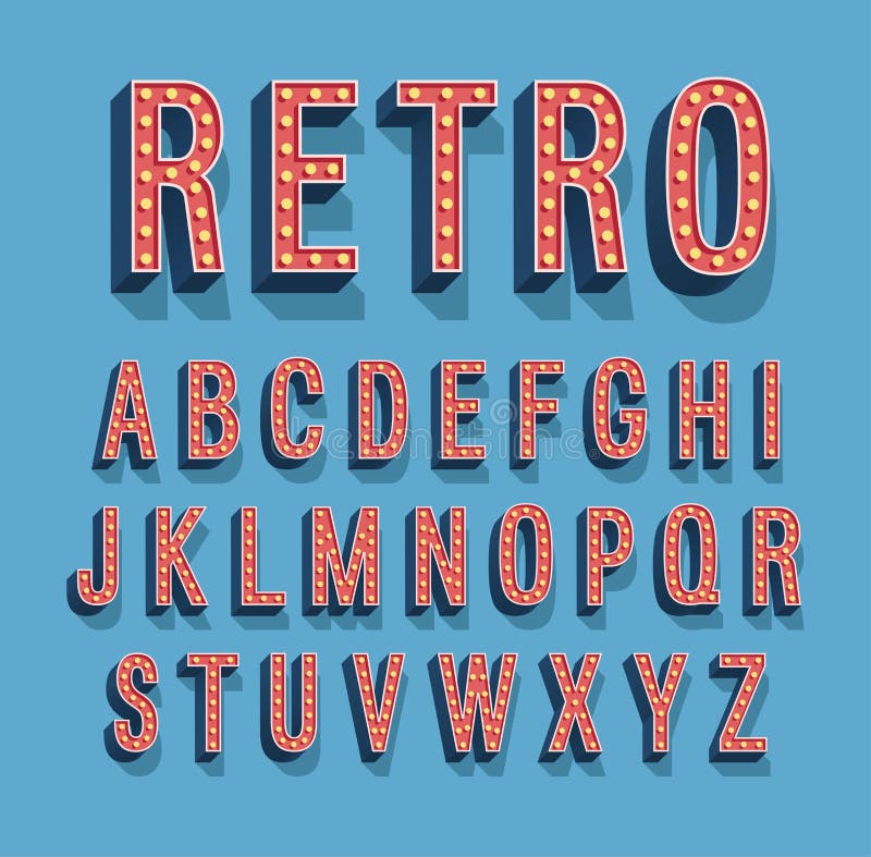 Retro Style Stripe Alphabet Vector Font. Stock Vector - Illustration of ...
