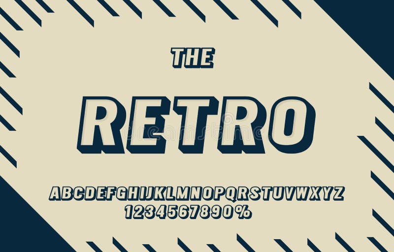 Retro Font Set Collection, Letters and Numbers Symbol. Vector Stock ...