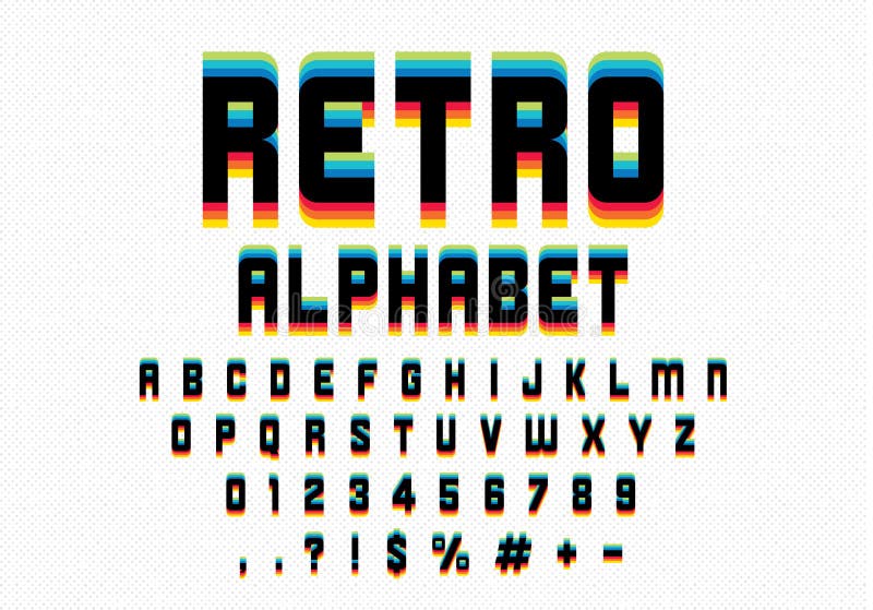 Retro font stock vector. Illustration of font, print - 143486932