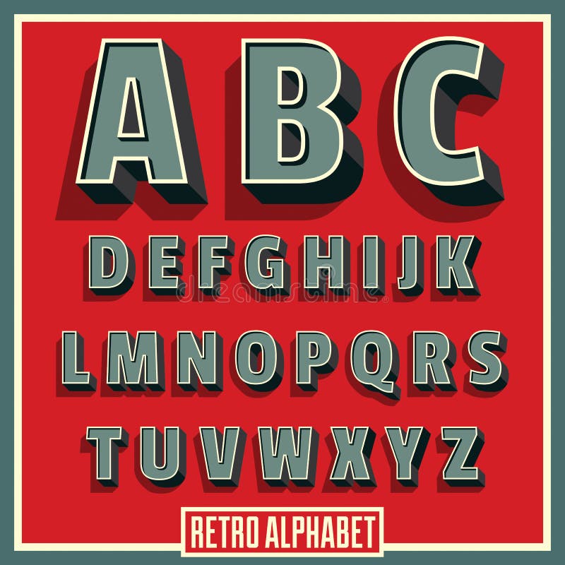 3d Retro Type Font, Vintage Typography Stock Vector - Illustration of ...