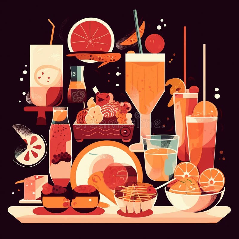 Retro food illustration stock illustration. Illustration of hotel ...