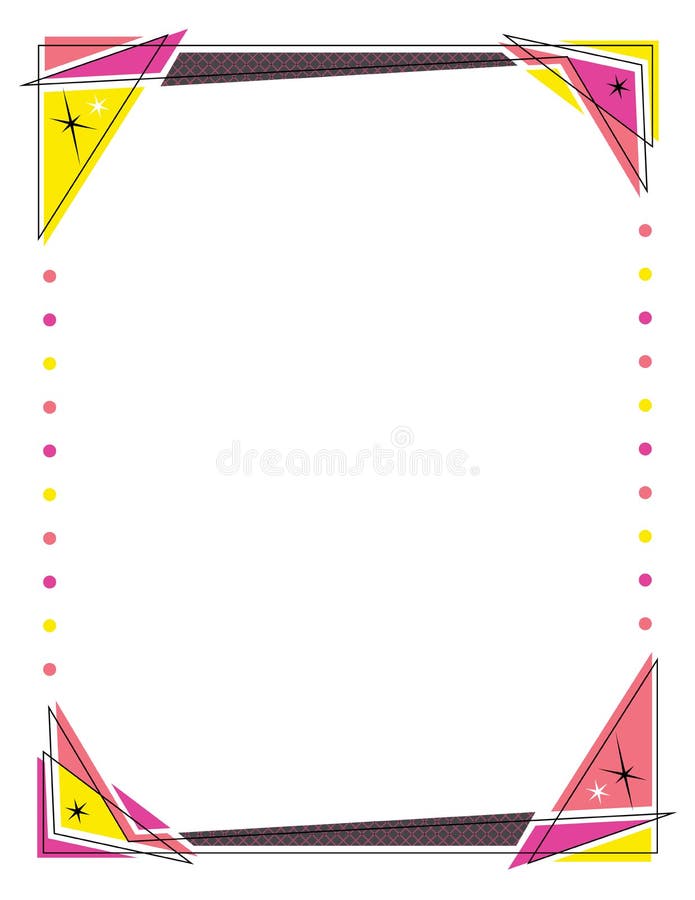 Retro Frame Design Featuring Triangles and Circle Lights Stock Vector ...