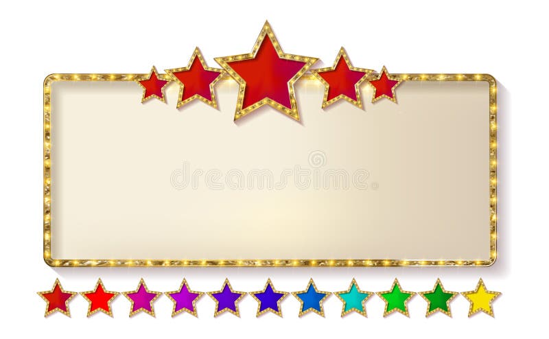 Retro Frame with Five Stars Stock Illustration - Illustration of movie ...