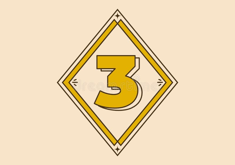 Retro Frame Illustration with Number Three in it Stock Vector ...